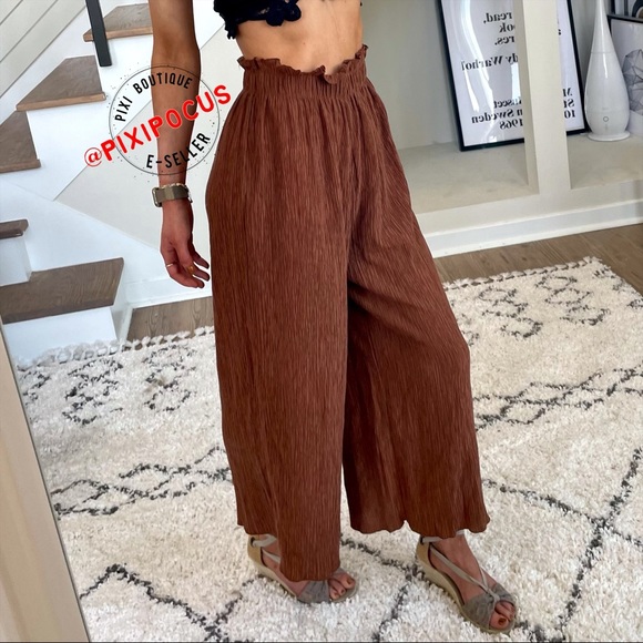 Zara | Pants & Jumpsuits | Zara Flowy Wide Leg Pants Red | Poshmark